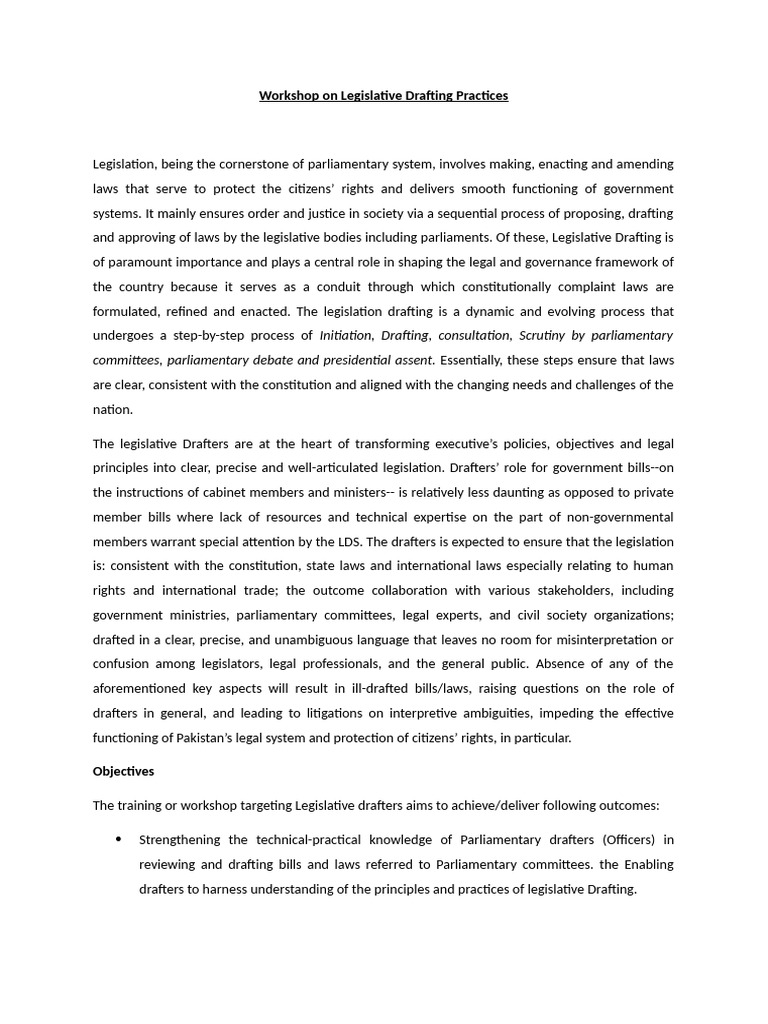 Legislation Drafting Practices | PDF | Bill (Law) | Parliament