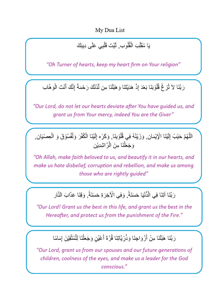 My Dua List Final | PDF | Religious Belief And Doctrine