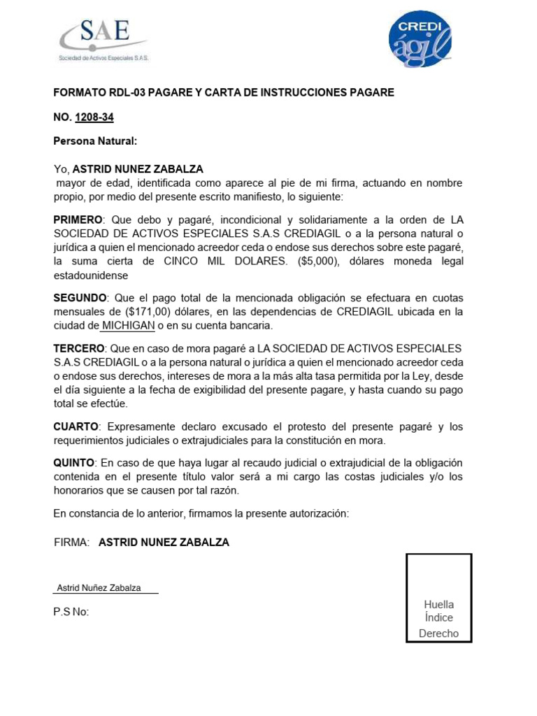 Carta de Compromiso Astrid Nunez Zabalza | PDF | Política