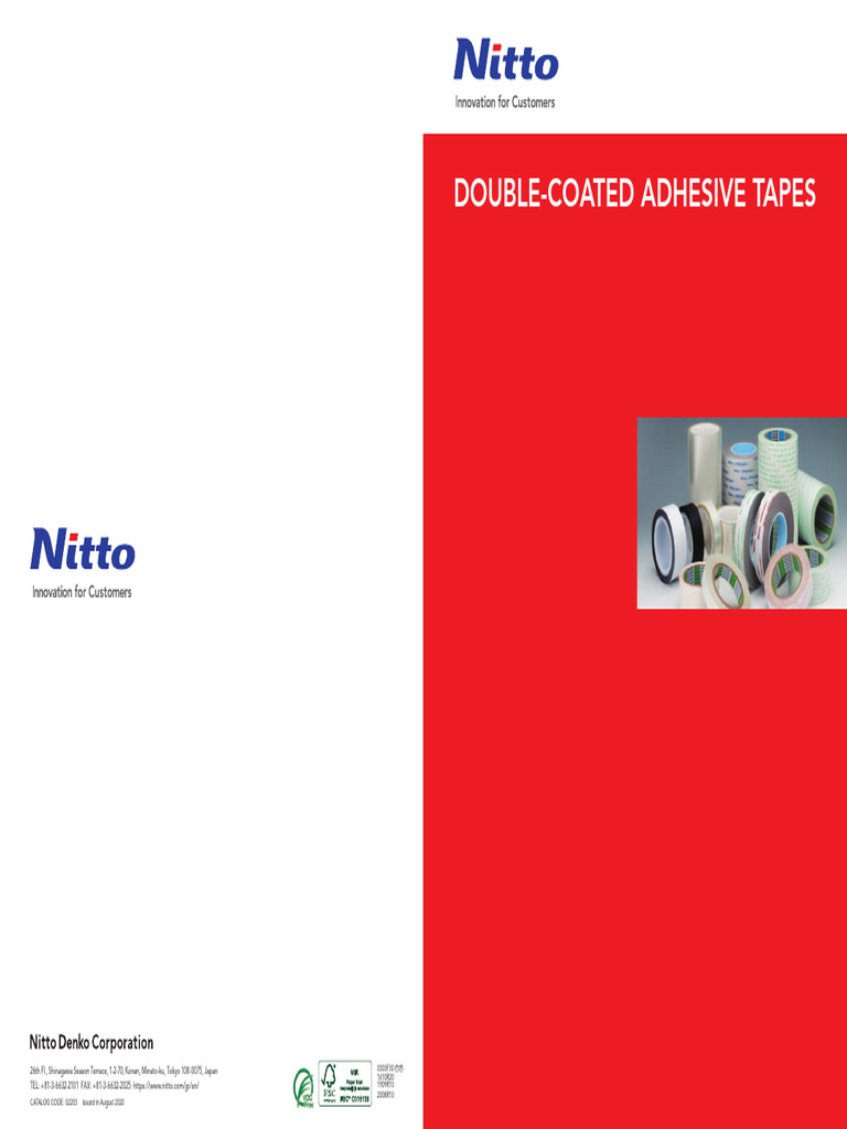Nitto Double-Coated Adhesive Tapes Guide | PDF | Adhesive | Solvent