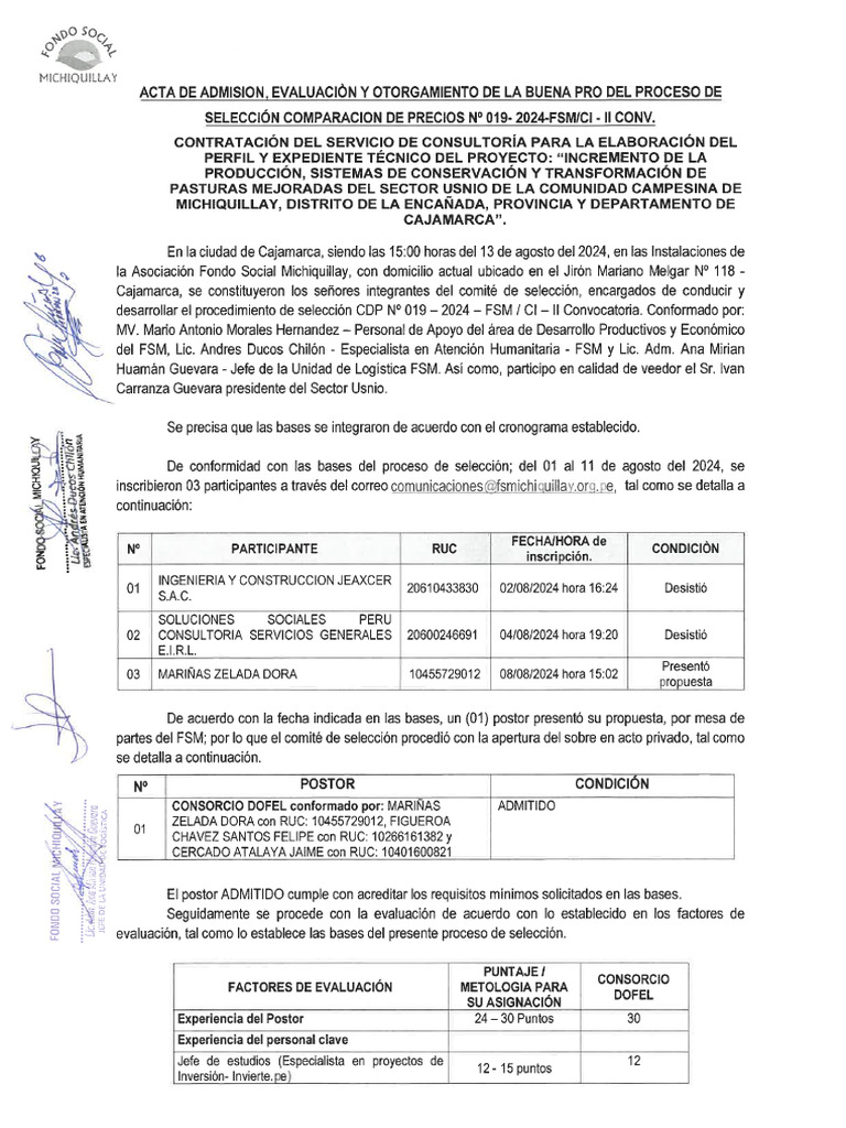 Acta de Buena Pro | PDF