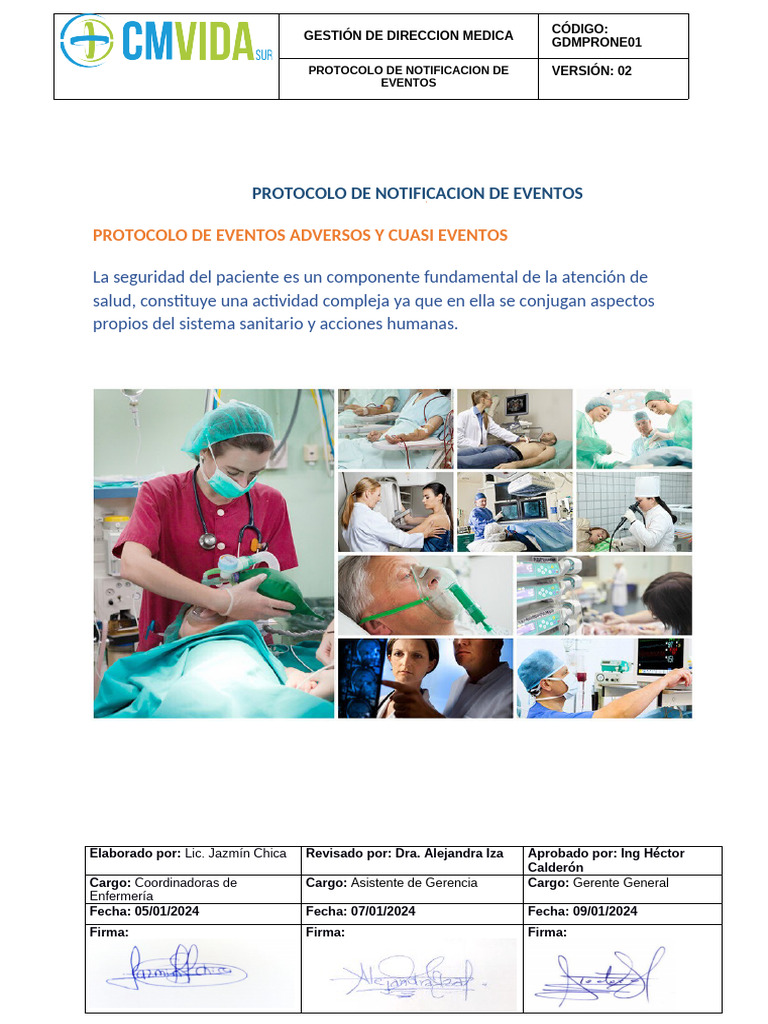 GDM - PT - 02 Protocolo de Notificacion de Eventos | PDF | Seguridad del paciente | Hospital