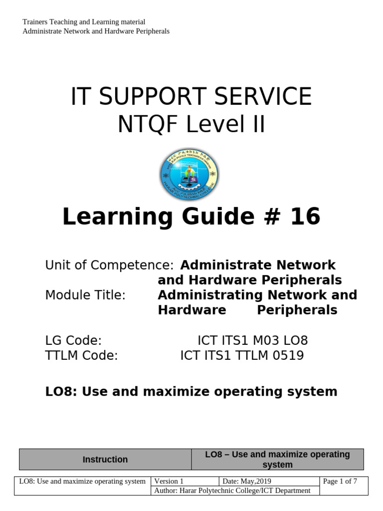 It Support Service: NTQF Level Ii | PDF | Operating System | Programming