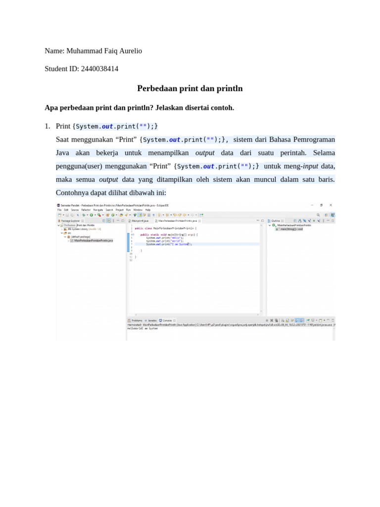 Perbedaan Print Dan Println | PDF Perbedaan Print Dan Println | PDF