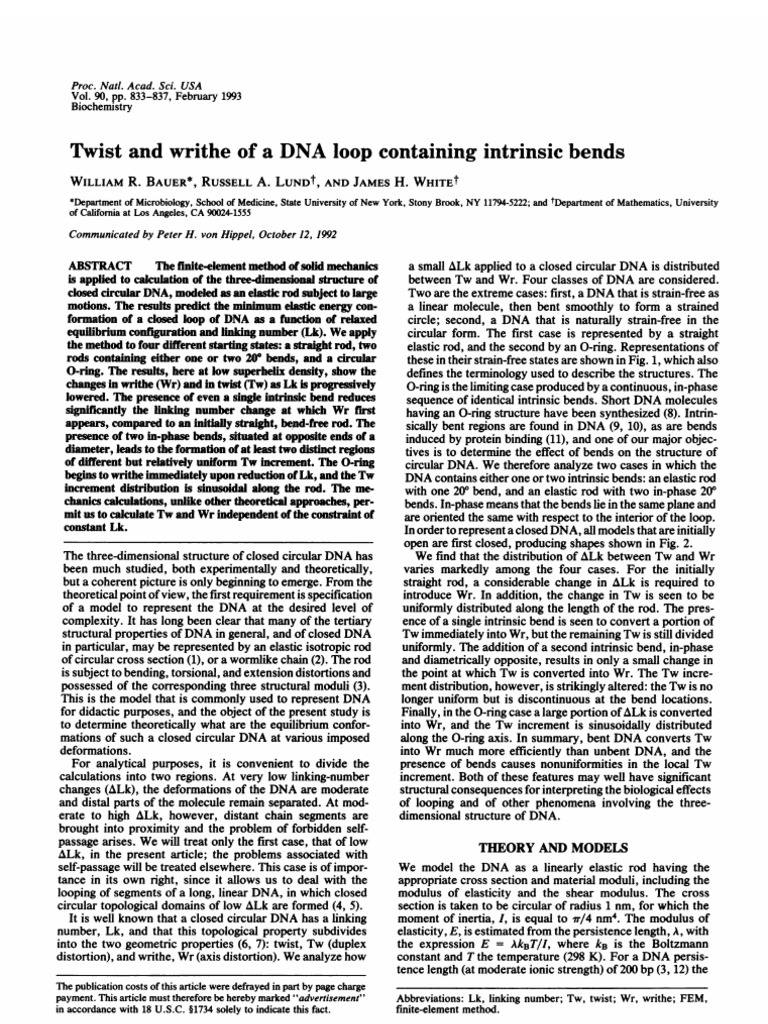 William R. Bauer, Russell A. Lund and James H. White - Twist and Writhe ...