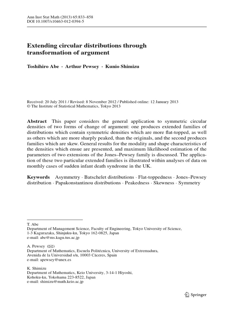 Abe 2013 Extending Circular Distributions Through Transformation of ...