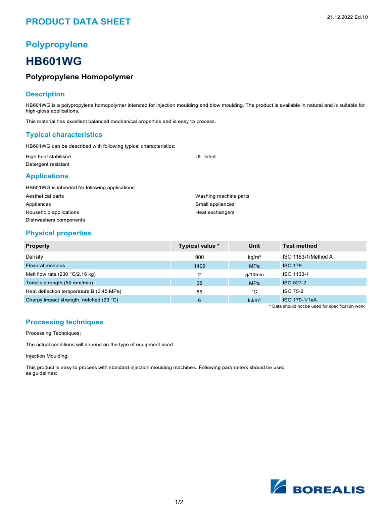 HB601WG-TDS | PDF | Strength Of Materials | Polymers