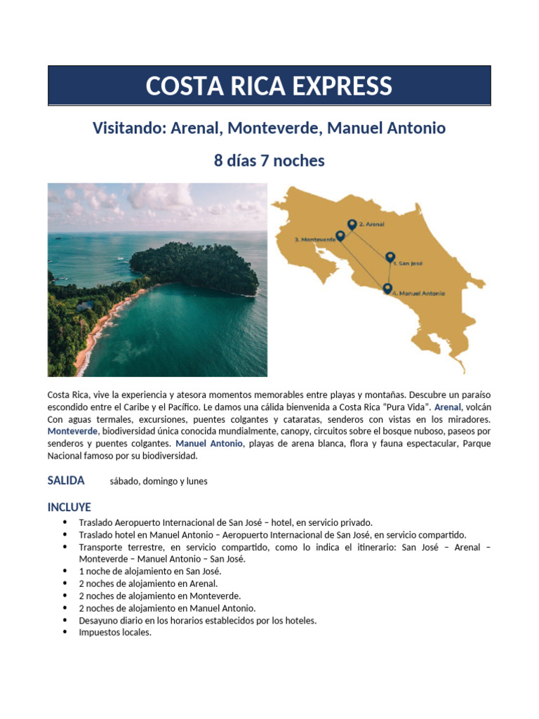 Costa Rica Express | PDF | Visa de viaje | Agencia de viajes