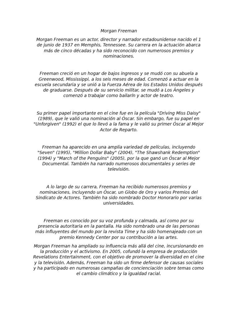 biografia Morgan Freeman | PDF