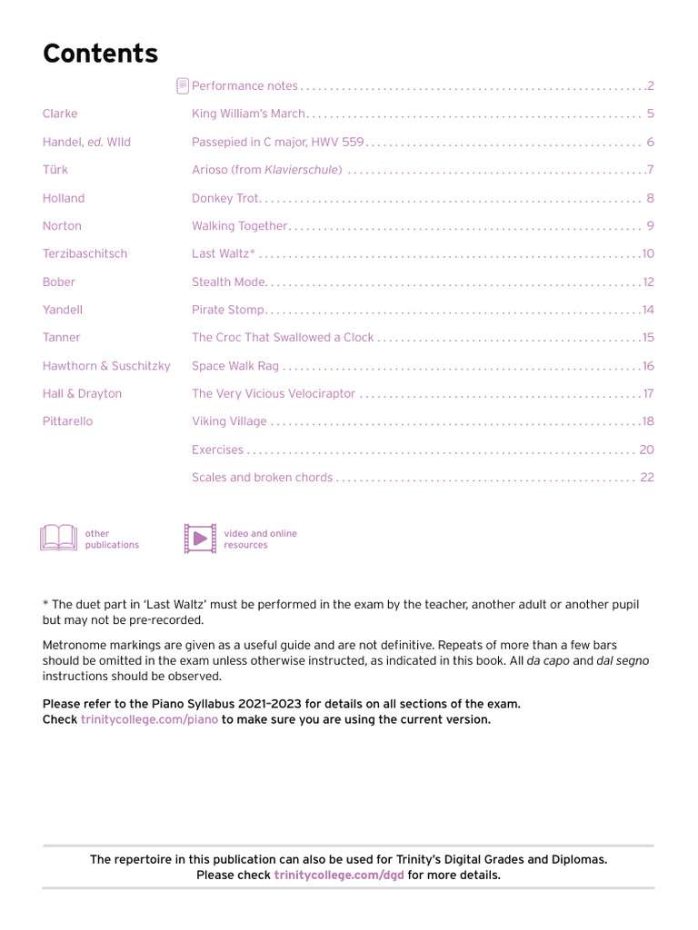 Trinity Piano Pieces Grade 1 2021 2023 | PDF | Elements Of Music ...