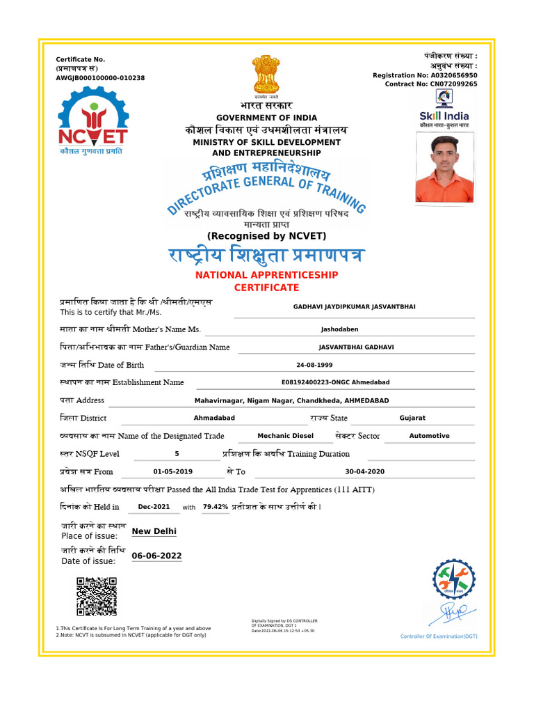 National Apprenticeship Certificate Details | PDF | Apprenticeship ...