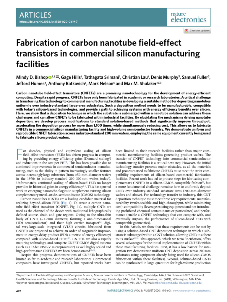 Fabrication of Carbon Nanotube Field-Effect Transistors in Commercial ...