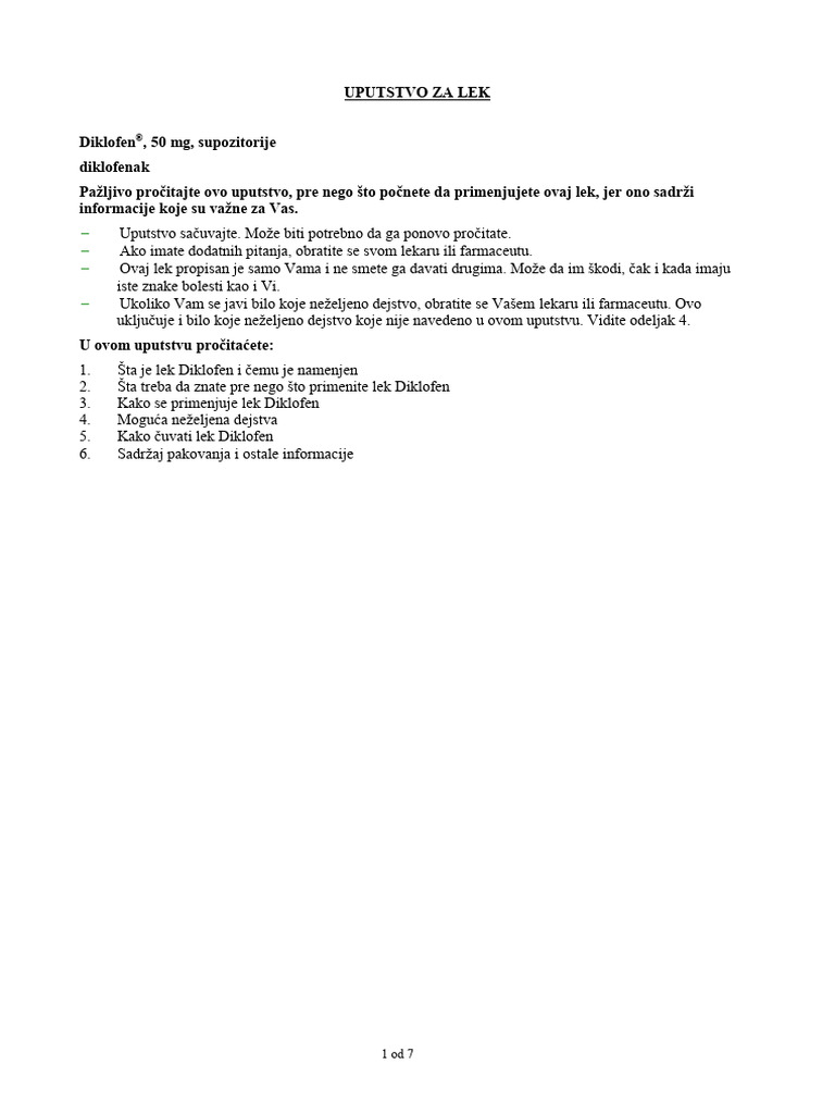Uputstvo Za Lek | PDF