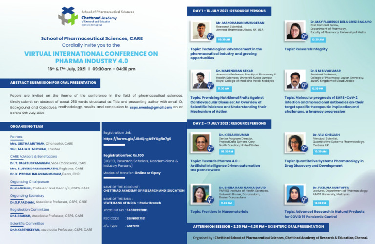 E Conference Invitation 16-07-2021 | PDF | Pharmacy | Life Sciences