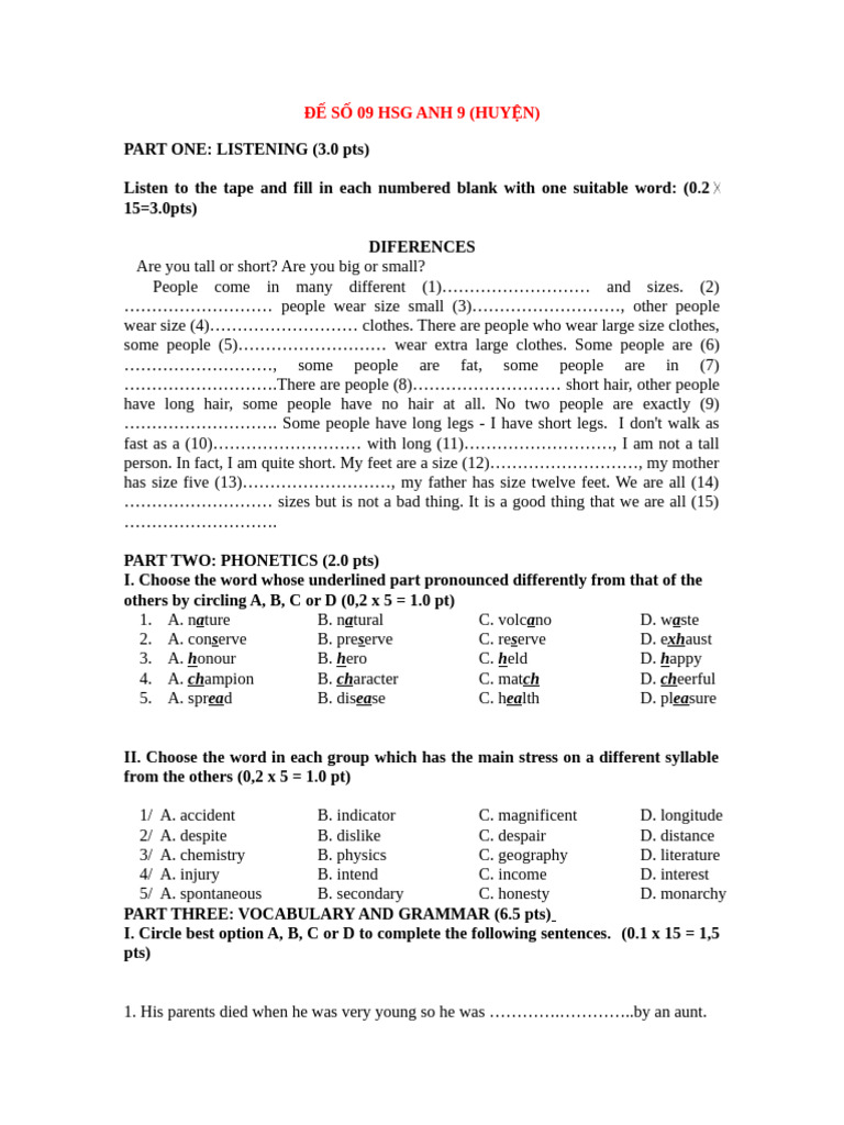 ĐẾ SỐ 09 HSG ANH 9 | PDF | Forests | Deforestation