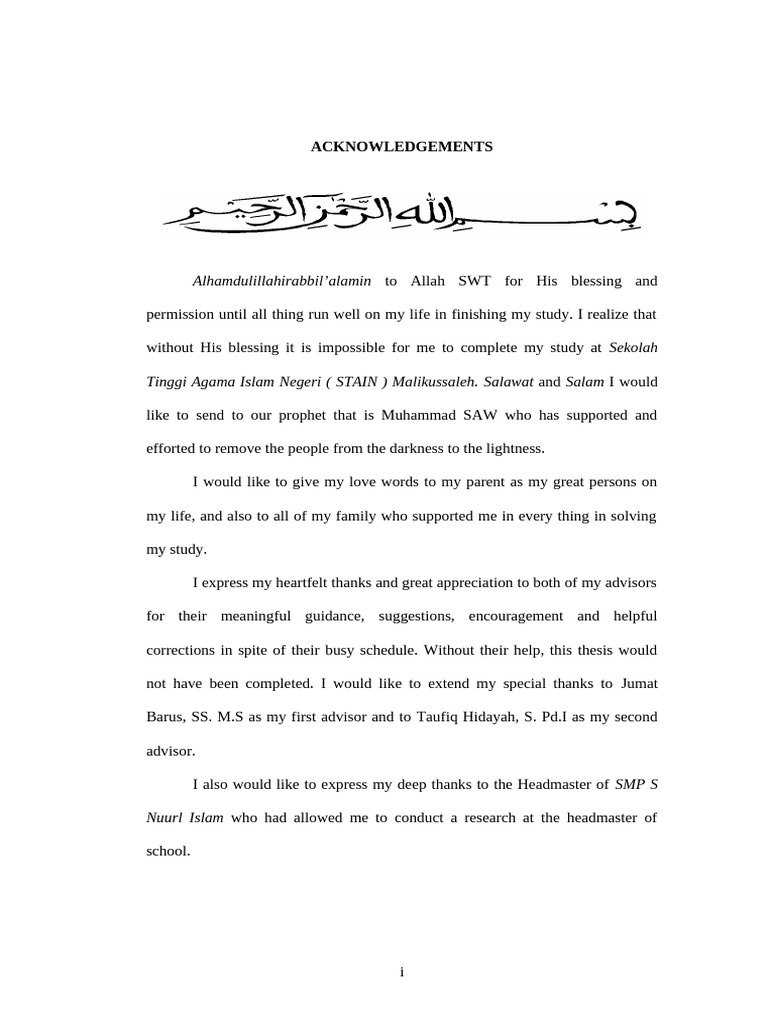 ACKNOWLEDGEMENT | PDF | Teachers | Learning