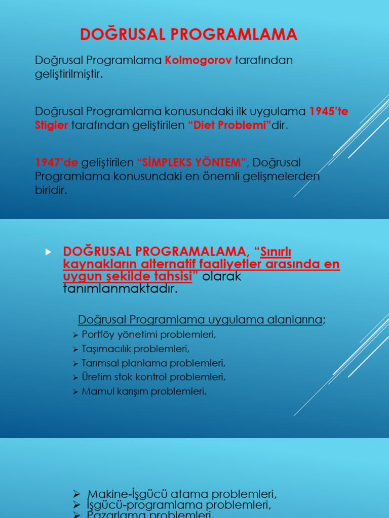 4.hafta Doğrusal Programlama | PDF