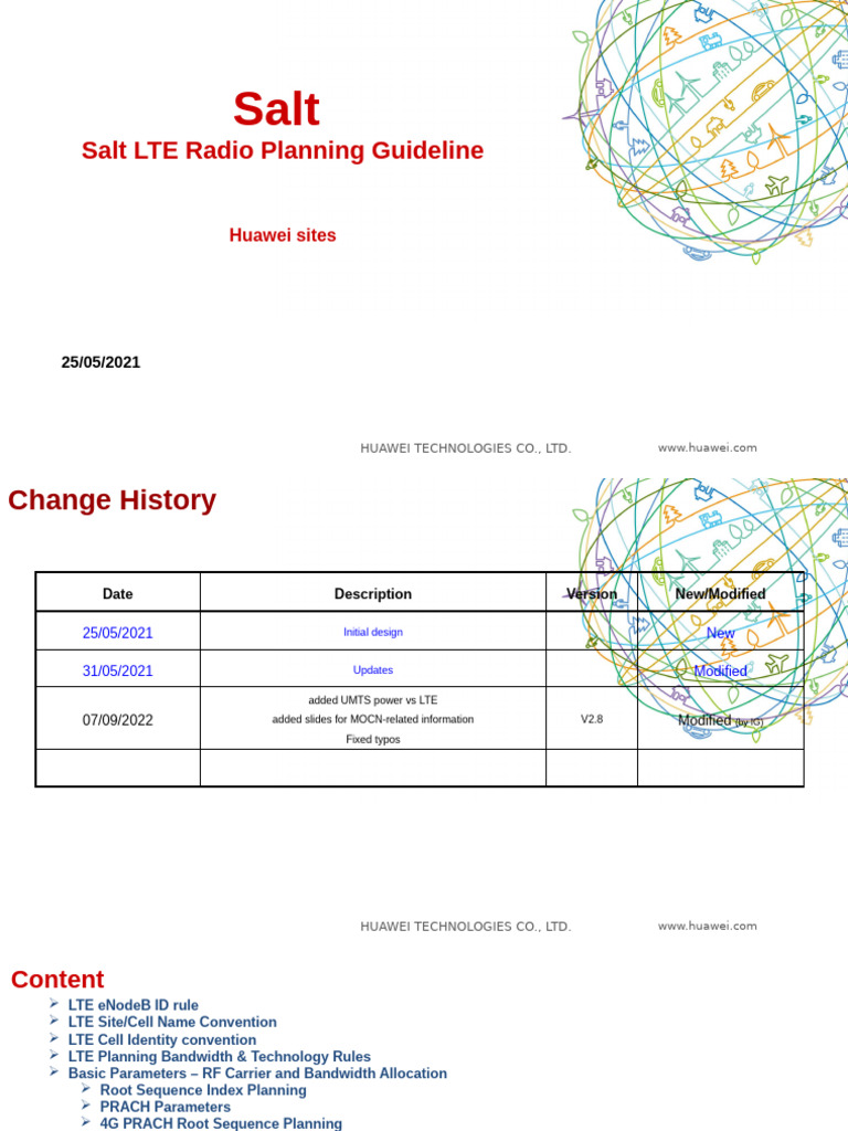 Salt LTE Radio Planning Guidelines HUAWEI Part v.2.8 | PDF | Lte (Telecommunication ...
