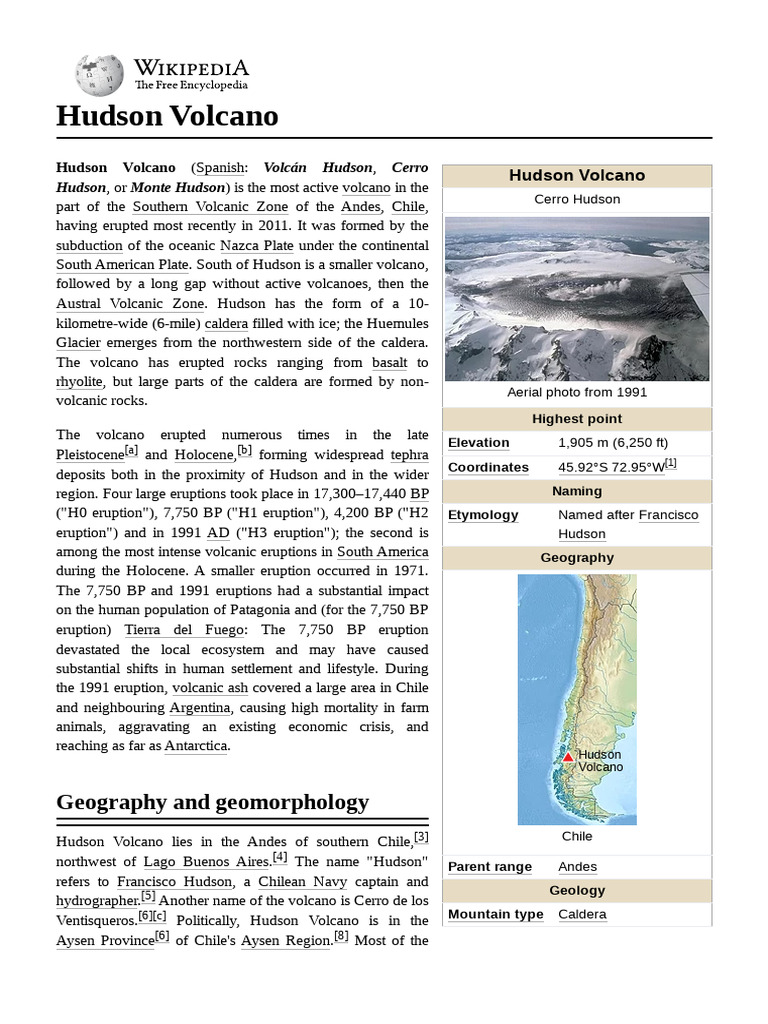 Hudson_Volcano | PDF | Types Of Volcanic Eruptions | Magma
