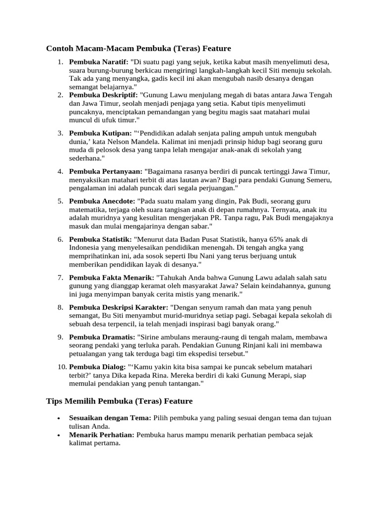 Contoh Pembuka Dan Penutup FEATURE | PDF