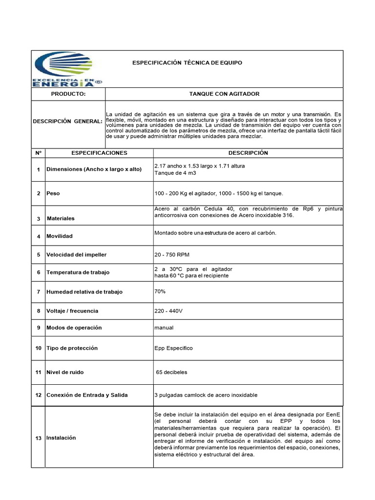 FICHA TECNICA DE MEZCLADORA | PDF | Acero | Tanques