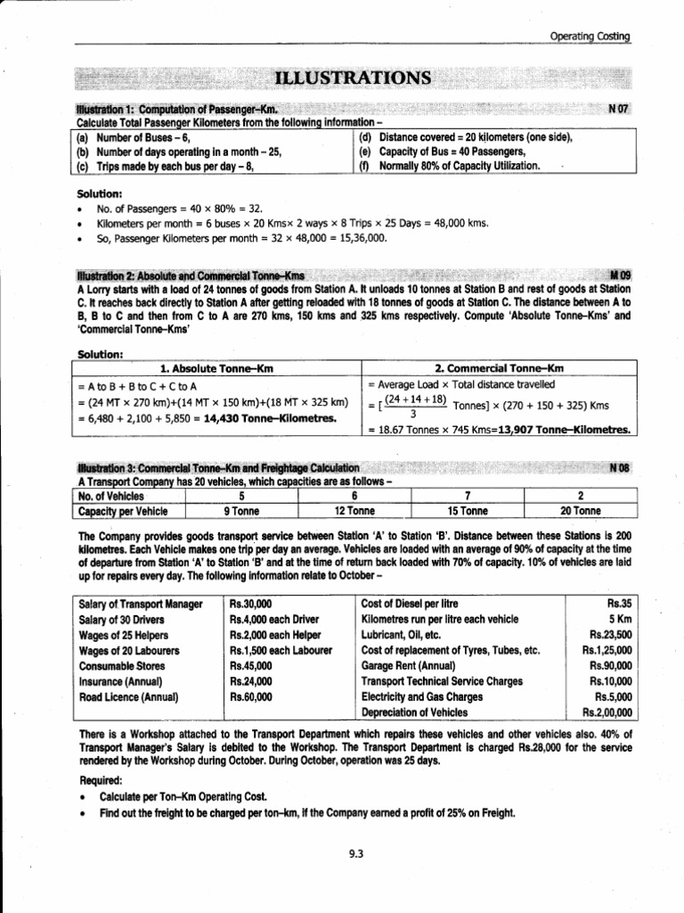 Operating Costing | PDF | Bus | Expense