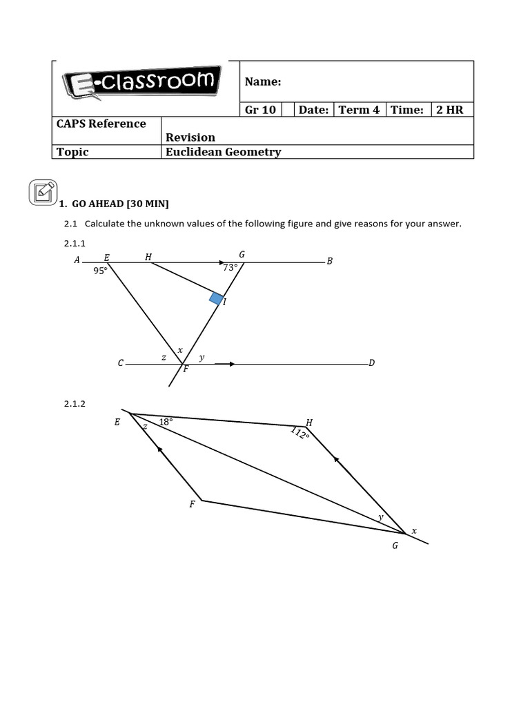 Gr10t4 Revision Euclidean Geometry | PDF | Mathematics | Euclidean Plane Geometry
