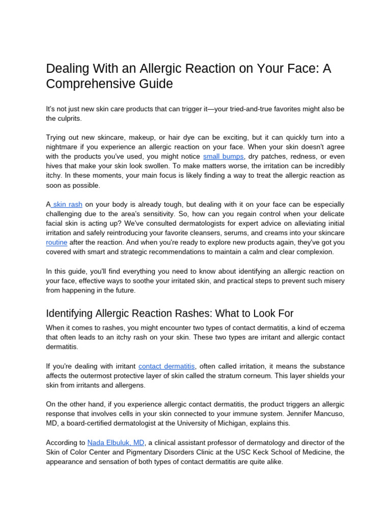 Dealing With An Allergic Reaction On Your Face - A Comprehensive Guide ...