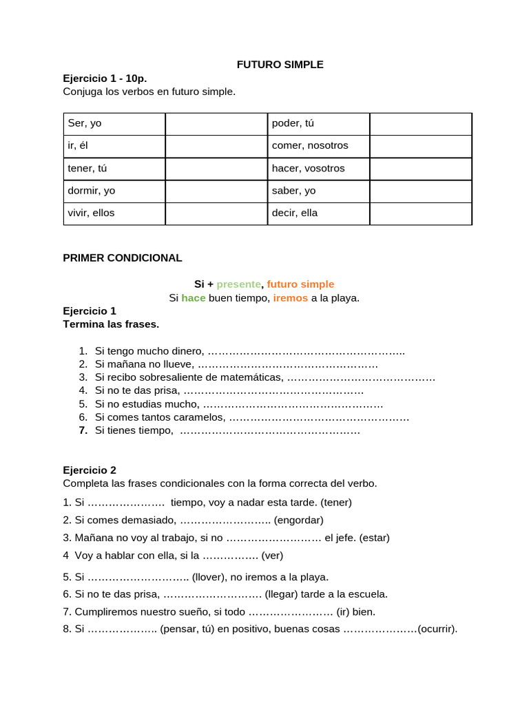 Futuro Simple | PDF