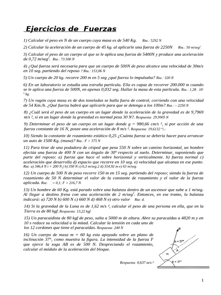 Ejercicios de Fuerzas 3 | PDF | Fuerza | Fricción