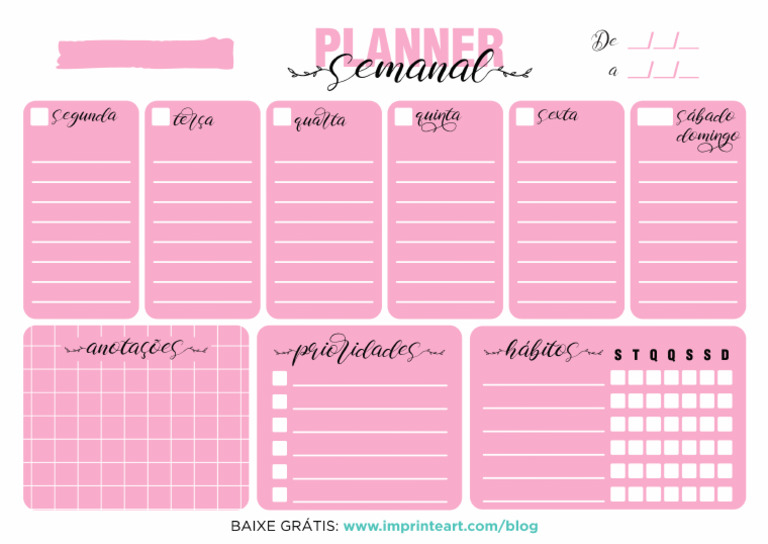 Planner Rosa Semanal | PDF