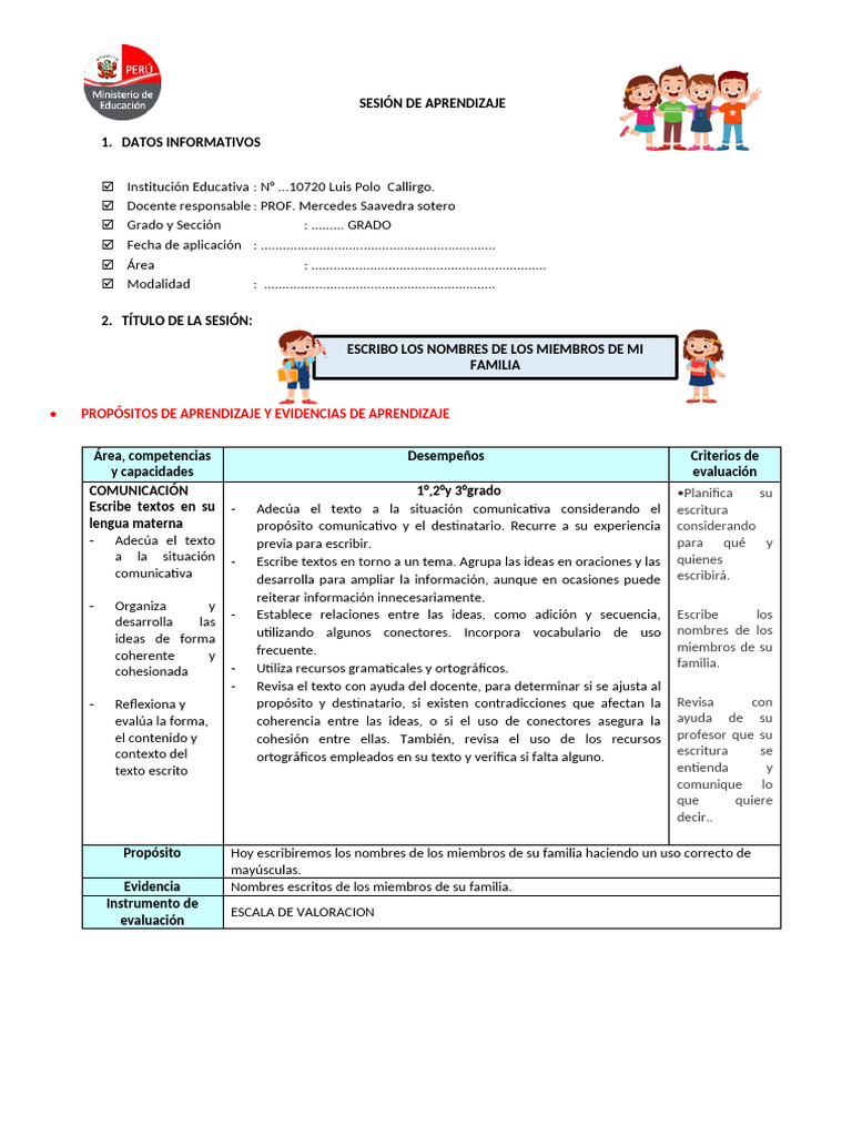 LUNES A - SESIÓN - USO LA MAYÚSCULA EN LOS NOMBRES DE LOS MIEMBROS DE MI FAMILIA Meche | PDF ...