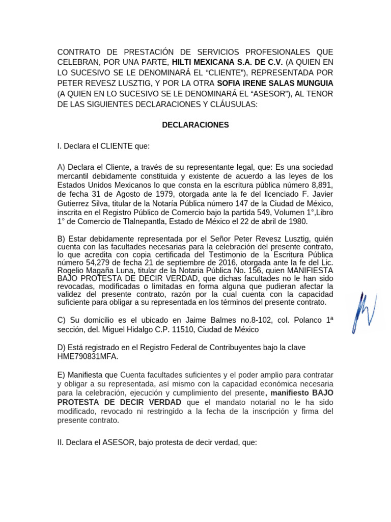 Hilti-Contrato de Prestación de Servicios-SISM | PDF | México | Bancos