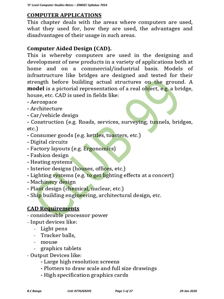 Computer Studies Notes - ZIMSEC | PDF | Internet | Computer Aided Design