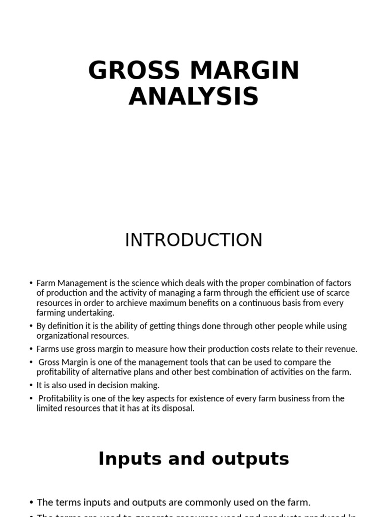 Gross Margin Analysis in Agriculture | PDF | Gross Margin | Cost