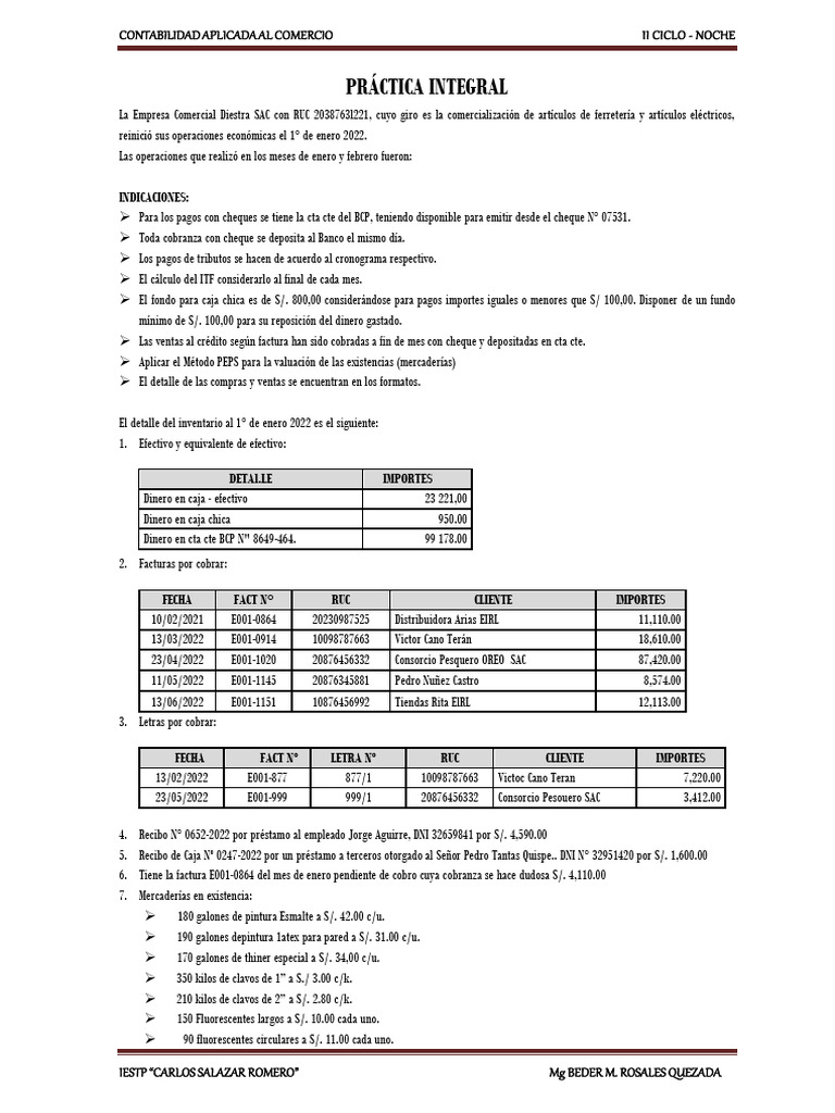 Practica Integral | PDF | Cheque | Dinero