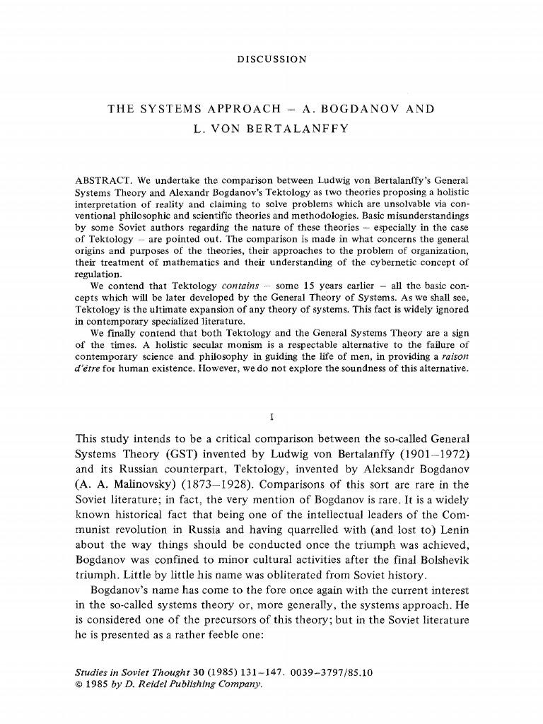 A. Bogdanov and | PDF | Systems Theory | Theory