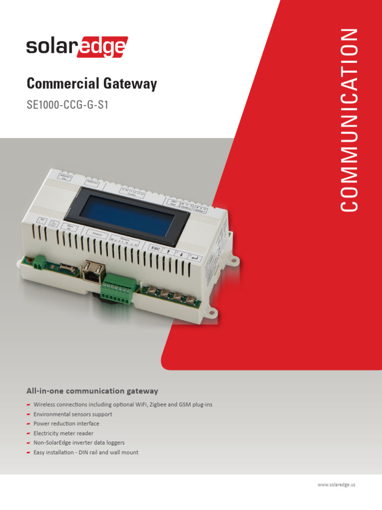 SolarEdge SE1000 Commercial Gateway | PDF | Power Supply | Electronics