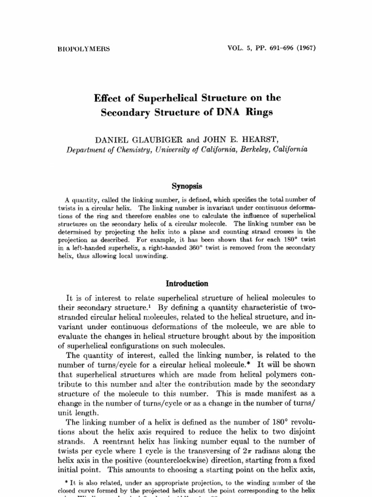 Superhelical Effects on DNA Structure | PDF | Helix | Geometry