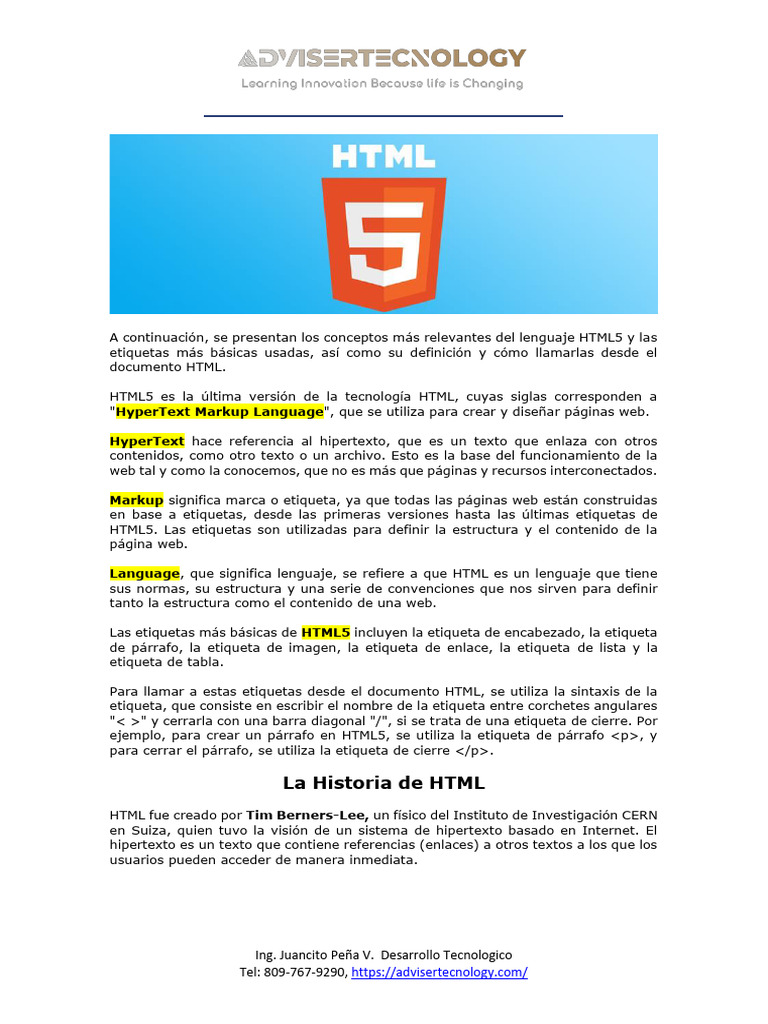 INTRODUCCION AL HTML5 | PDF | HTML | Red mundial
