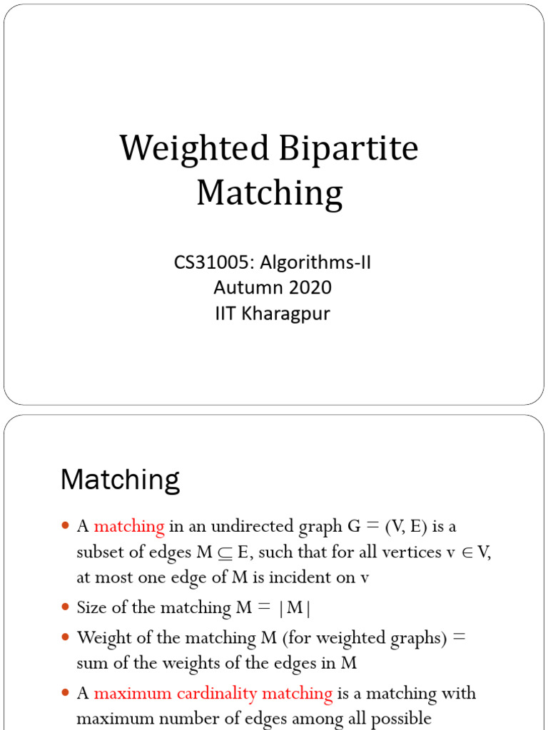 5 Weighted Matching Pdf Algorithms And Data Structures Mathematical Relations
