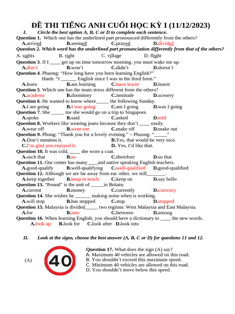 Third Form English Exam Review | PDF | Foods | English Language