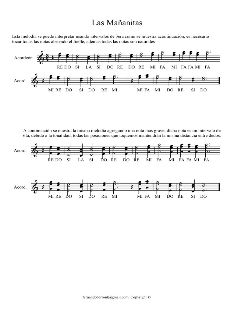 Las Mañanitas - Partitura Completa | PDF