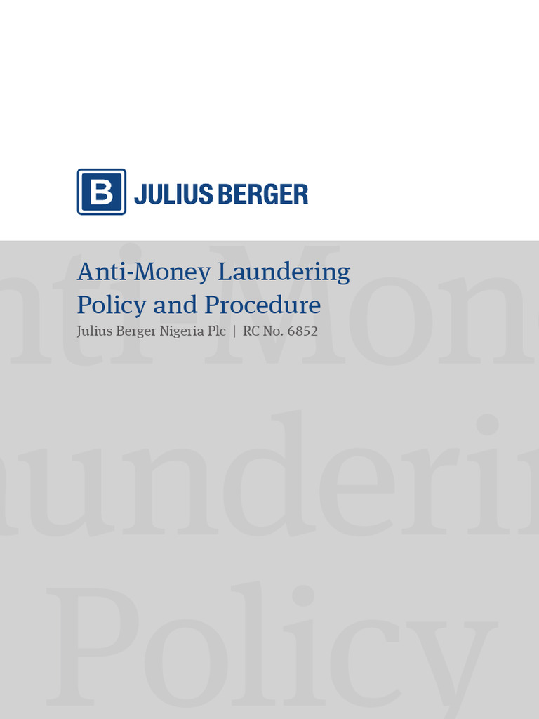 Julius Berger Anti-Money Laundering Policy and Procedure | PDF | Money ...