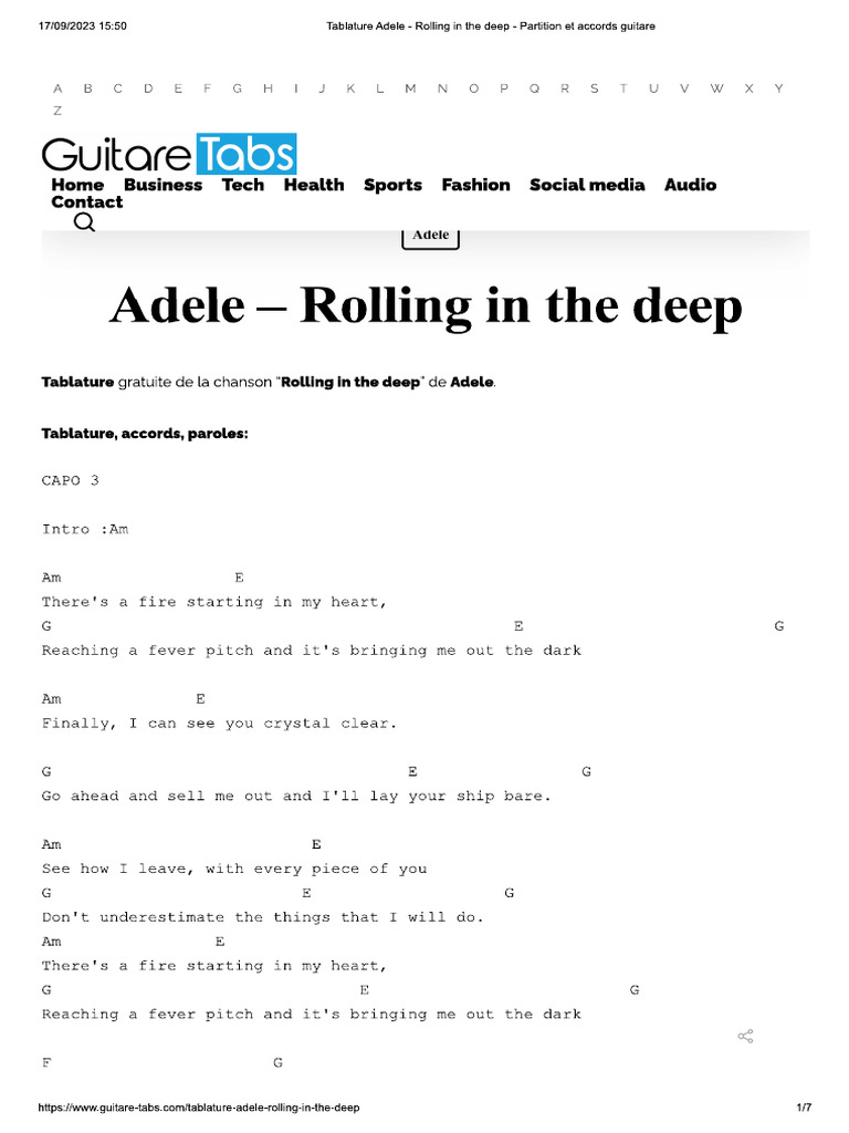 Adèle Rolling in The Deep Chords and Lyrics | PDF