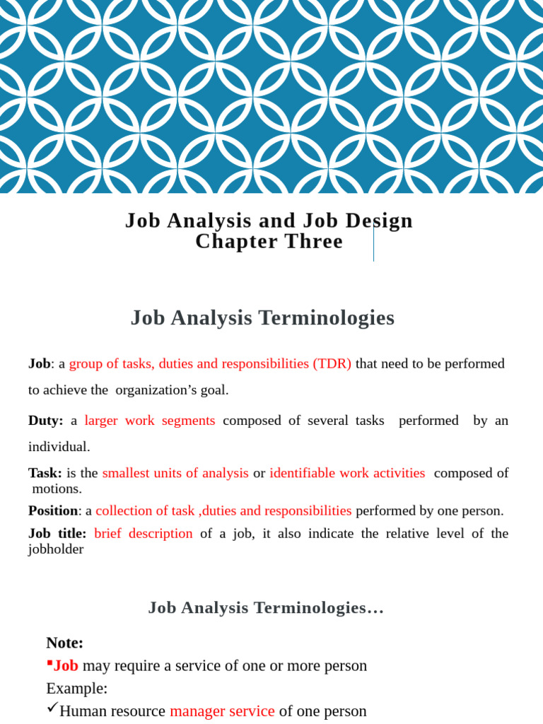 HRM Chapter 3 Job Analysis And Job Design PDF Employee Relations