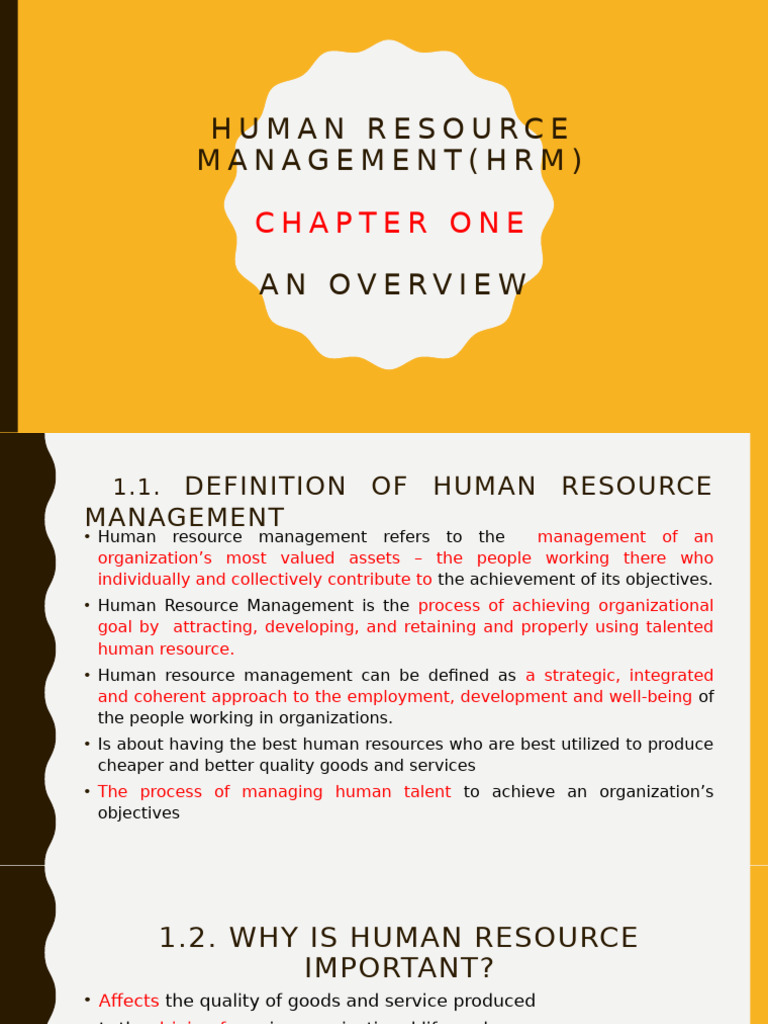 HRM-Chapter 1 HRM Overview | PDF | Human Resource Management | Strategic Management