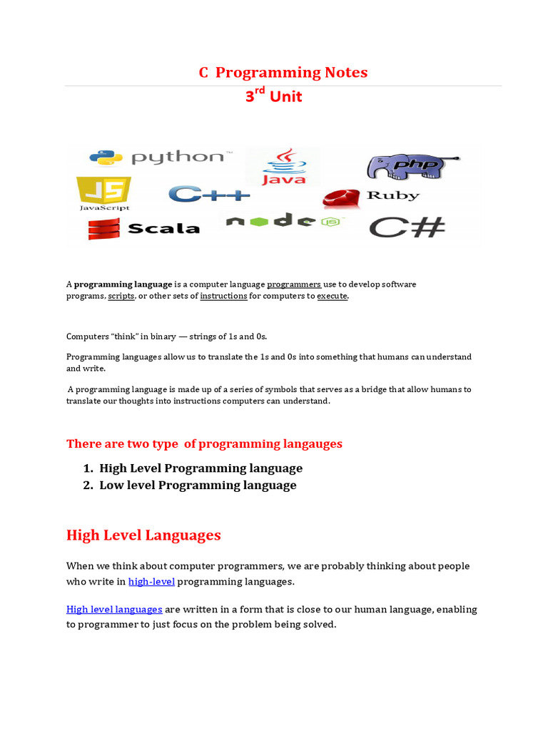 CCP 3 Unit | PDF | C (Programming Language) | Integer (Computer Science)