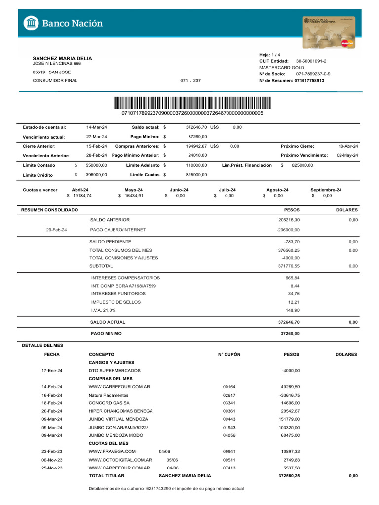 Resumen 20240314 | PDF | Tarjeta de crédito | Tarjeta de débito