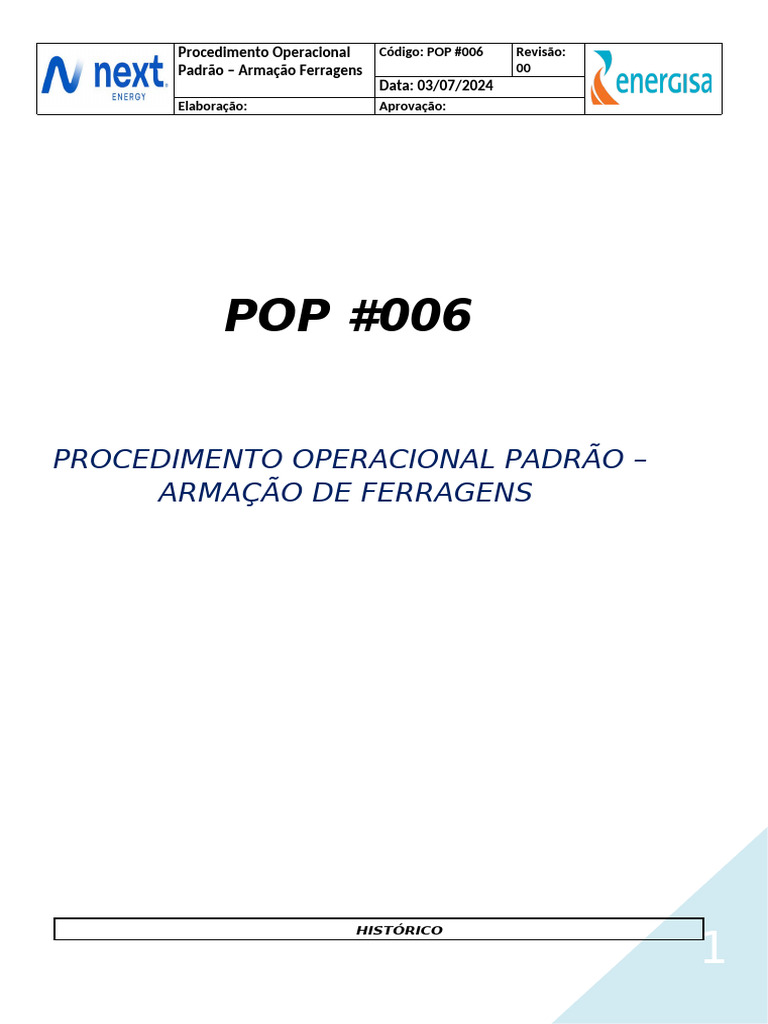 POP 006 - Procedimentos Operacionais - Armação Ferragem | PDF | Aço